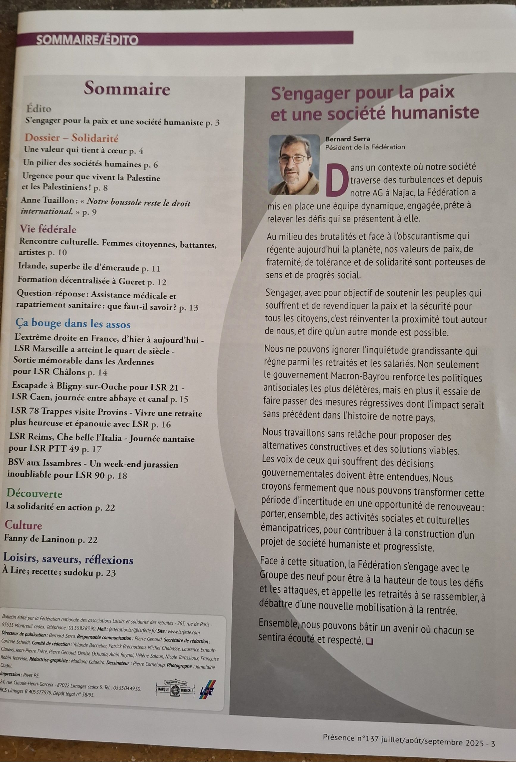 Abonnez vous à Présence, le Journal de LSR – LSR21 – Loisirs et ...